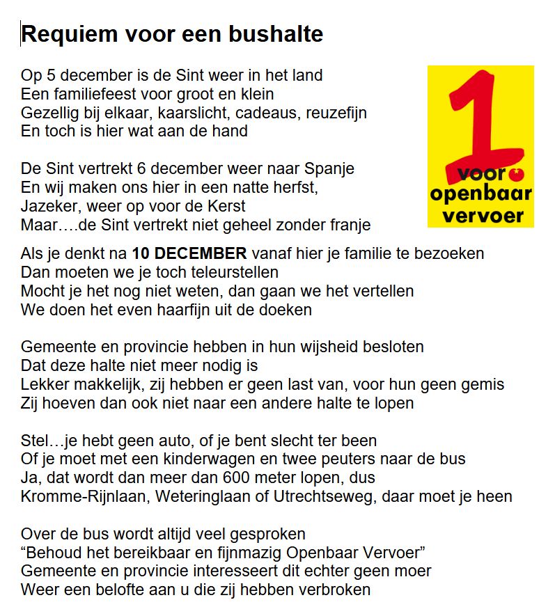 Requiem voor een bushalte :: SP Zeist Requiem voor een bushalte :: SP Zeist